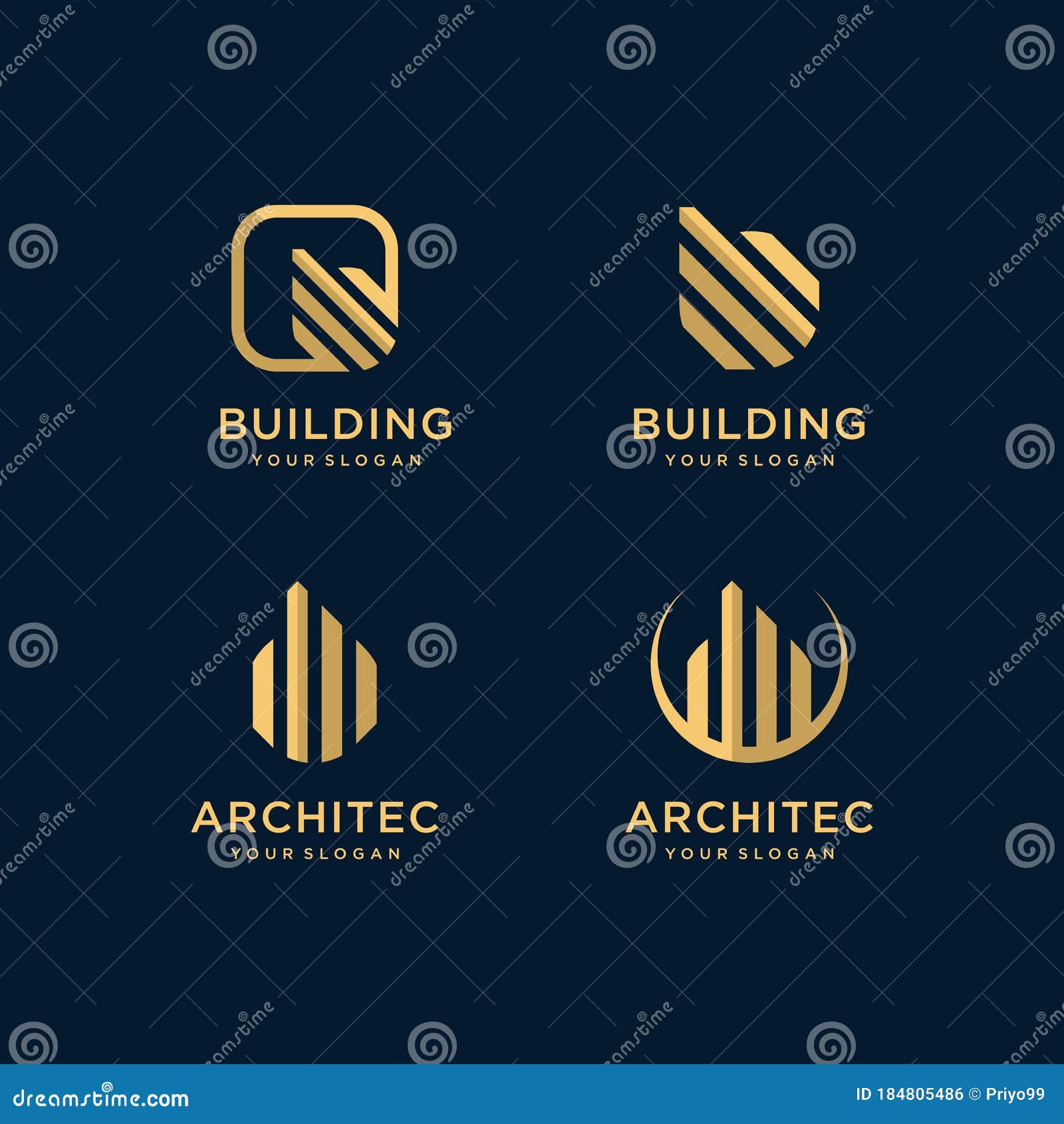 Gold Building Logo Colection Premium Vector Stock Vector - Illustration ...