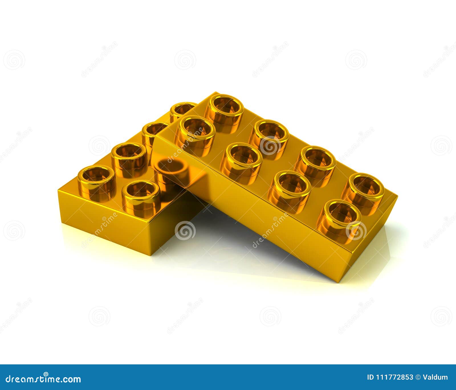 Gold Building Toy Bricks 3d Illustration Stock Illustration ...