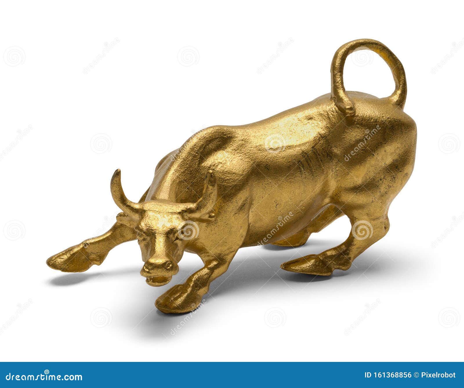 Gold Bull Figurine With Coins On A Gold Background Stock Photography ...