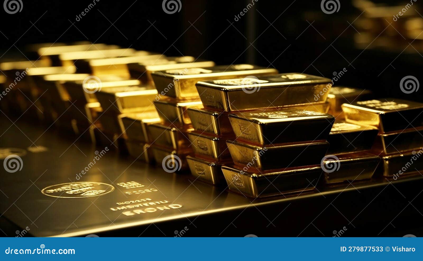 Gold Bullion Bars Stacked Together Stock Illustration - Illustration of ...