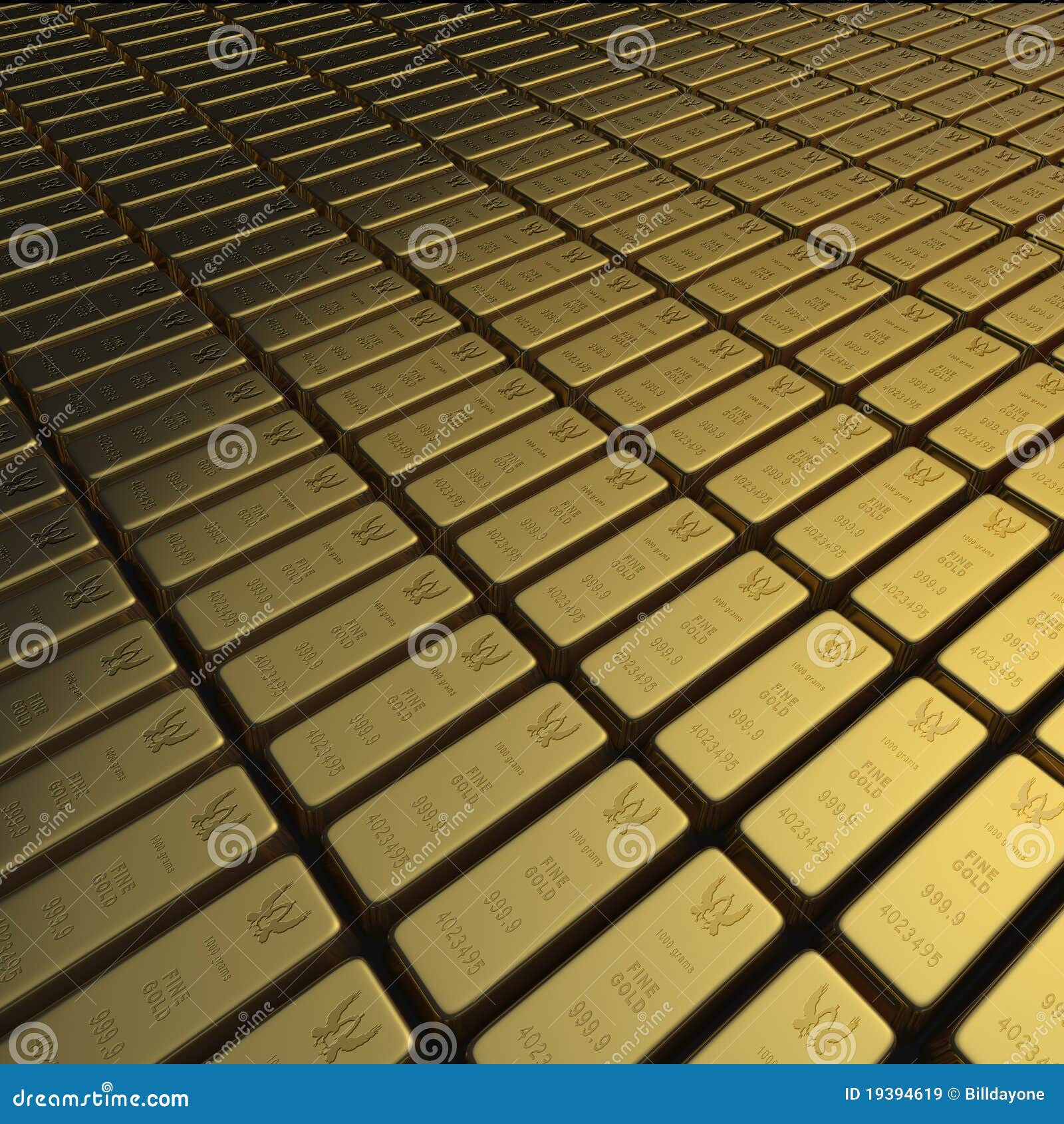 Gold Bullion or Ingots in Extensive Array Stock Illustration ...