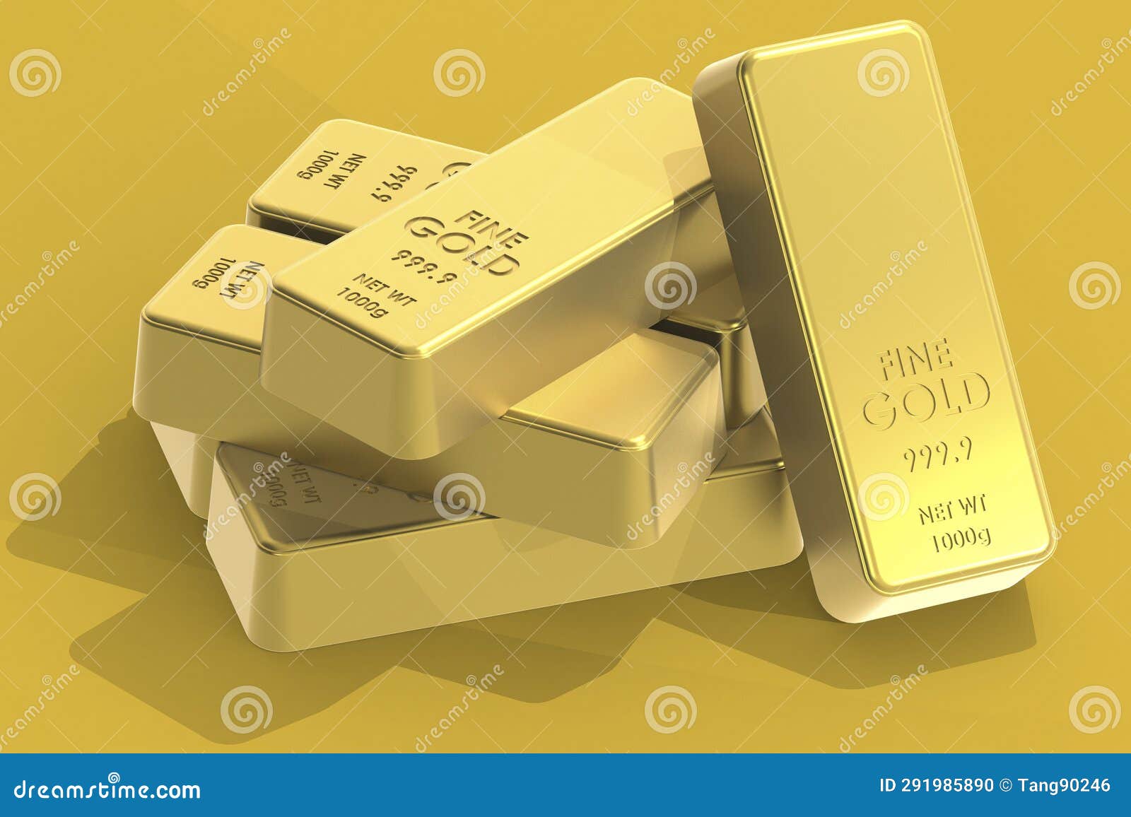 Gold Bullions on Yellow Background Stock Illustration - Illustration of ...