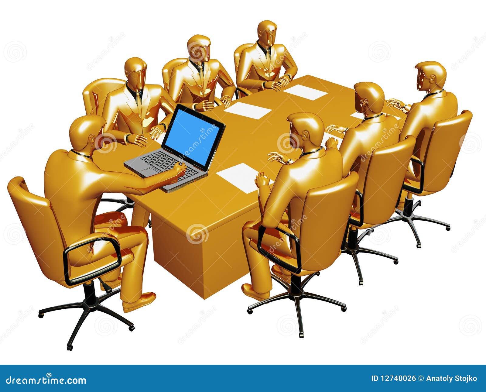 Gold Businessmans Work a Round Table Stock Illustration - Illustration ...