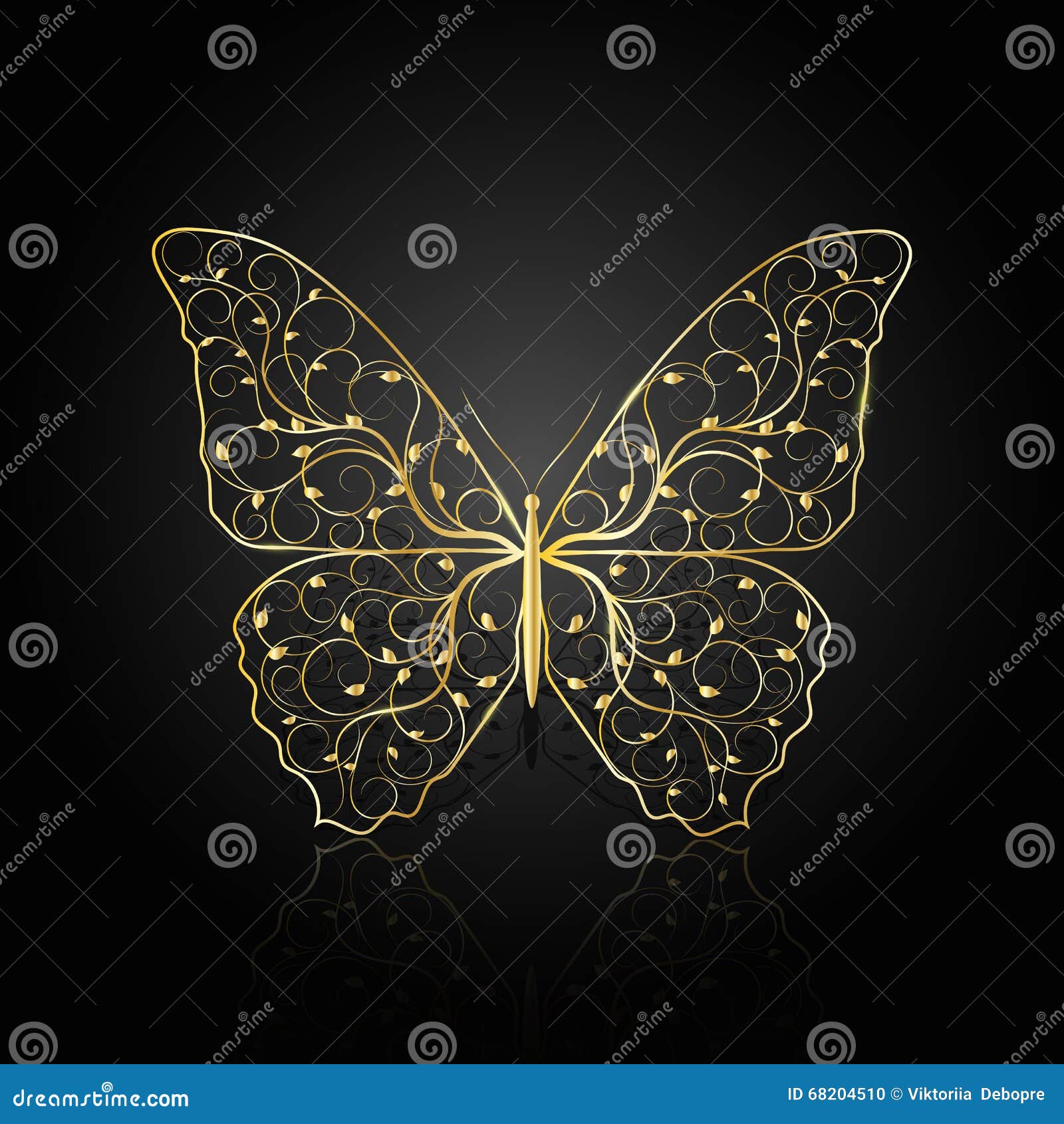 Gold Butterfly Vector Illustration | CartoonDealer.com #17520644