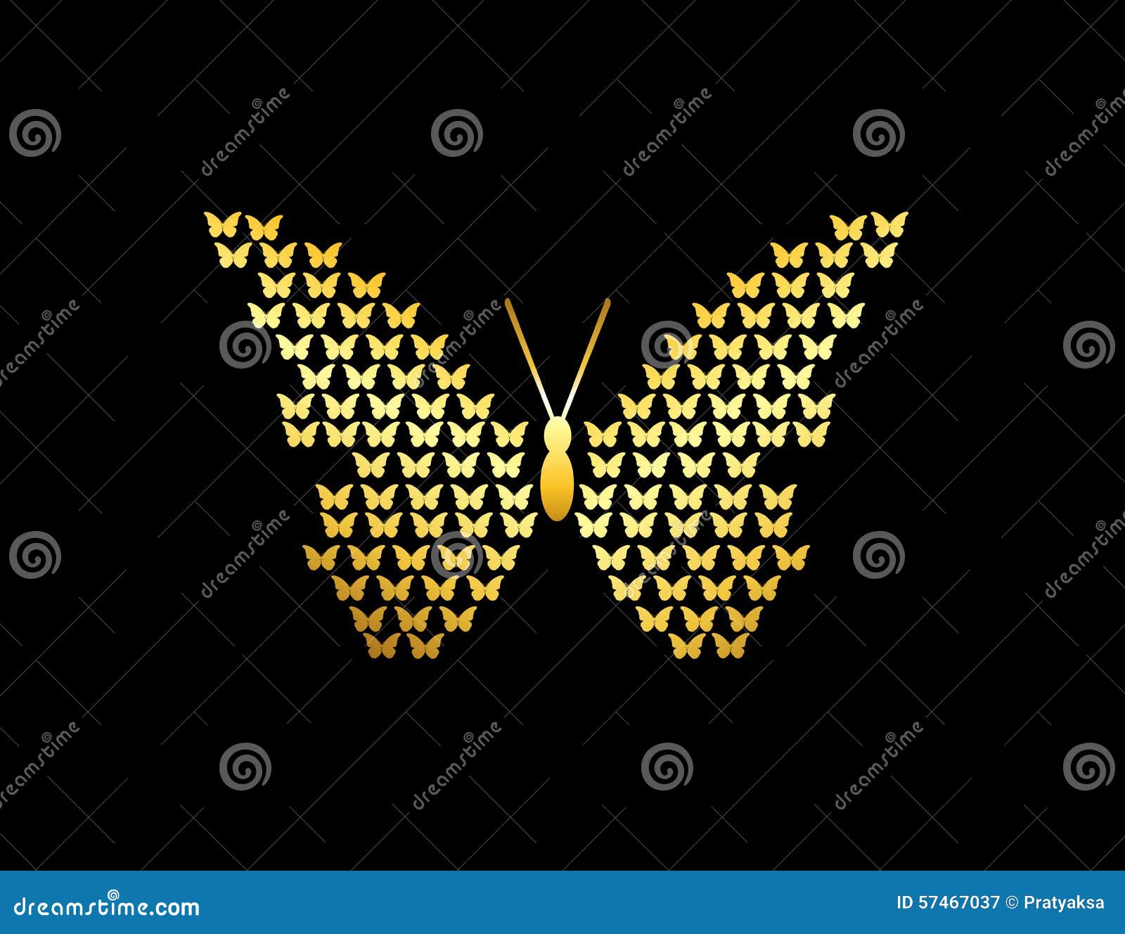 A Gold Butterfly Illustration. Stock Vector - Illustration of beautiful ...