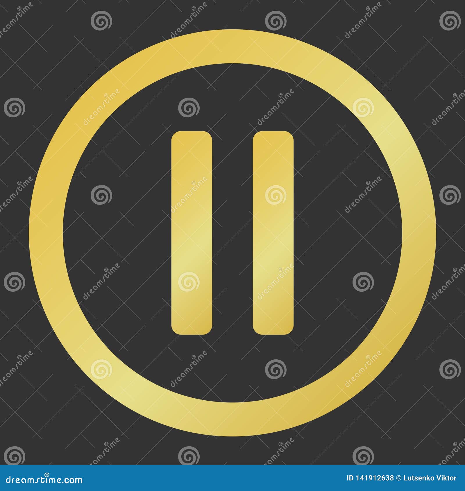 Fun gold button pause stock illustration. Illustration of showcase ...