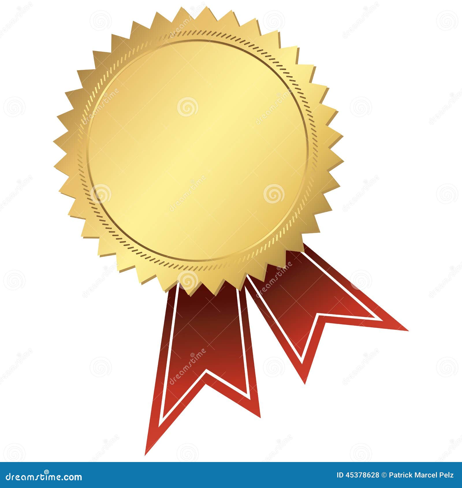 Gold button with ribbon stock vector. Illustration of premium - 45378628