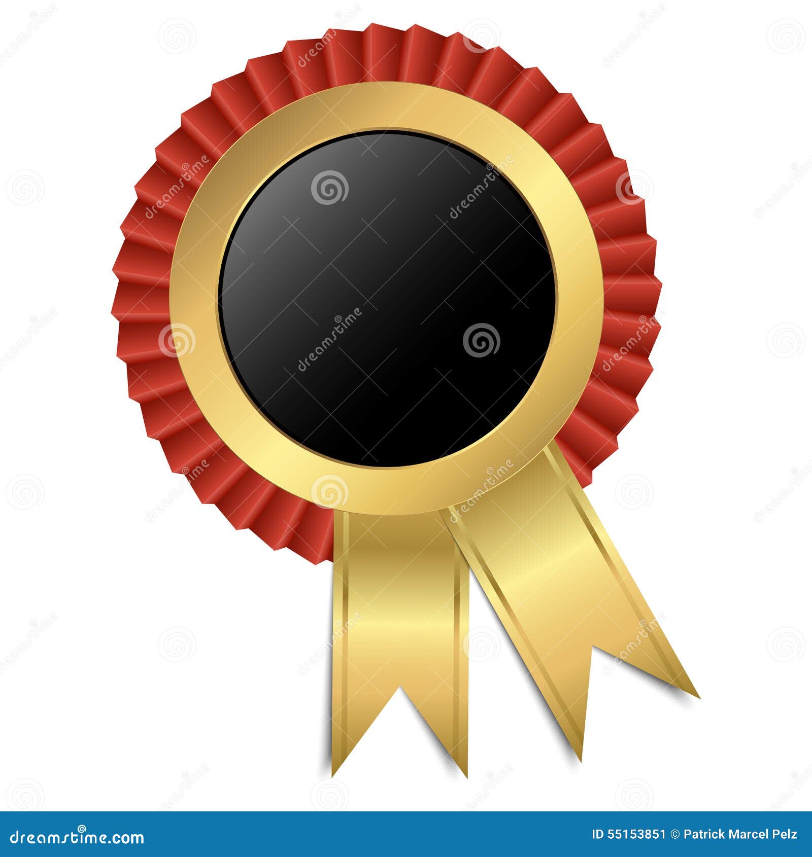 Gold button with ribbon stock vector. Illustration of award - 55153851