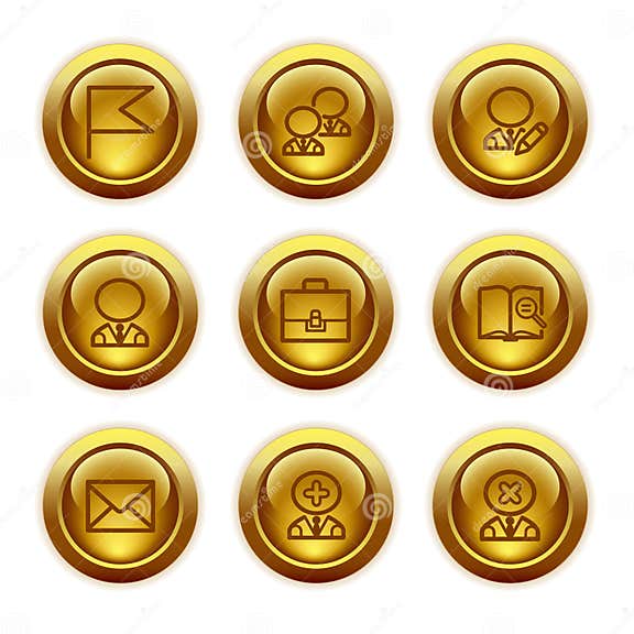 Gold Button Web Icons, Set 1 Stock Vector - Illustration of copy ...