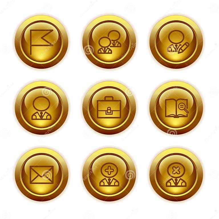 Gold Button Web Icons, Set 1 Stock Vector - Illustration of copy ...