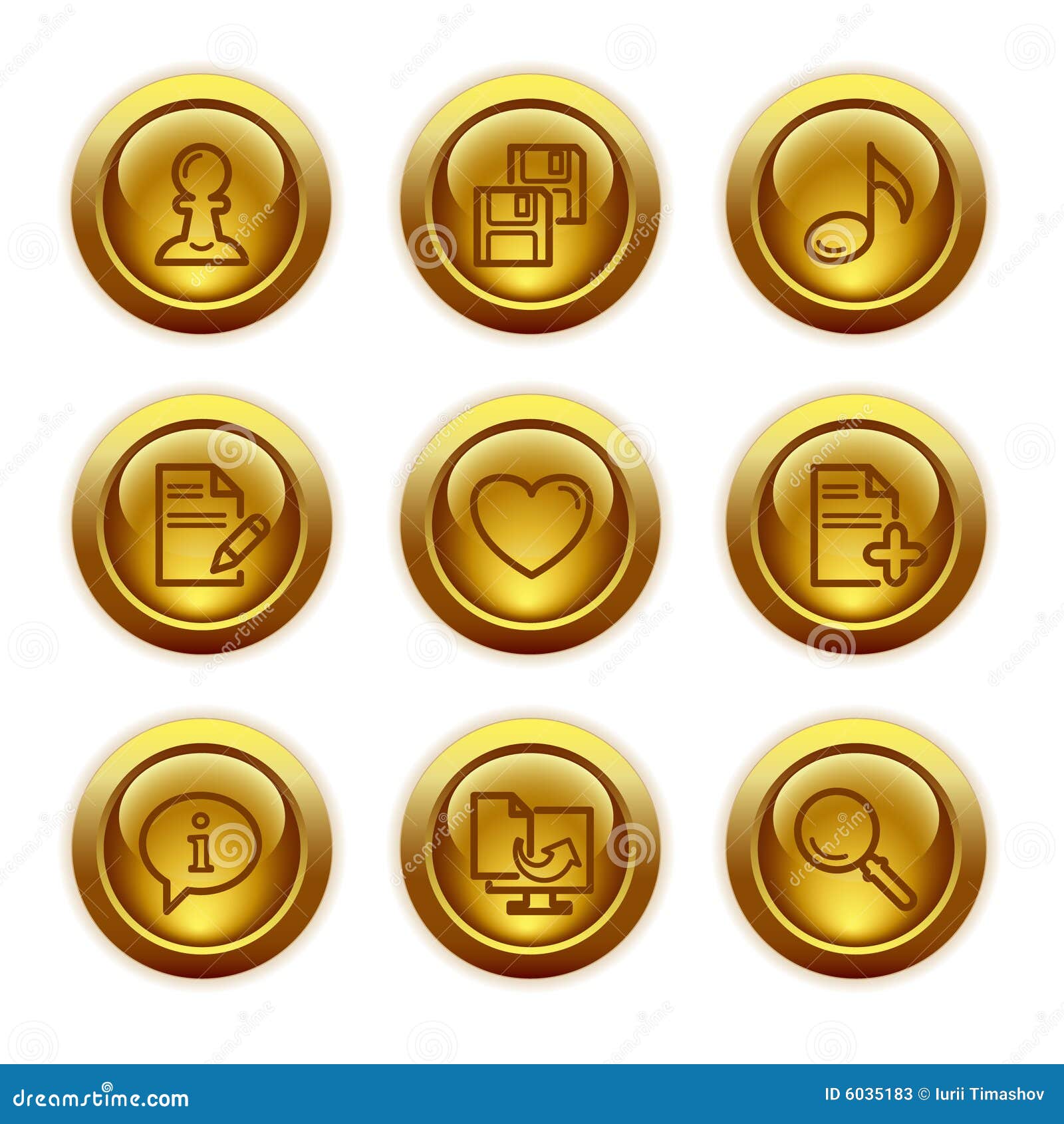 Gold Button Web Icons, Set 10 Stock Vector - Illustration of games ...