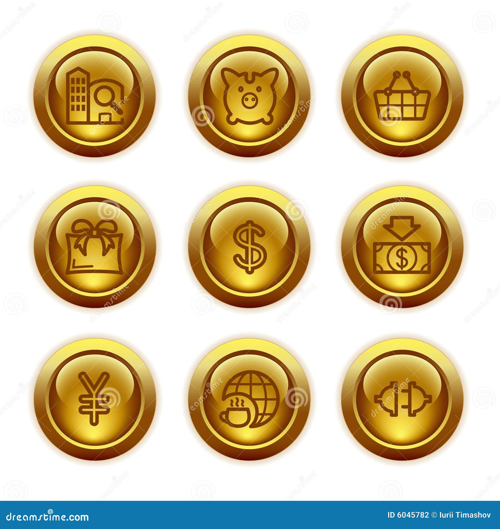 Gold Button Web Icons, Set 24 Stock Vector - Illustration of holding ...