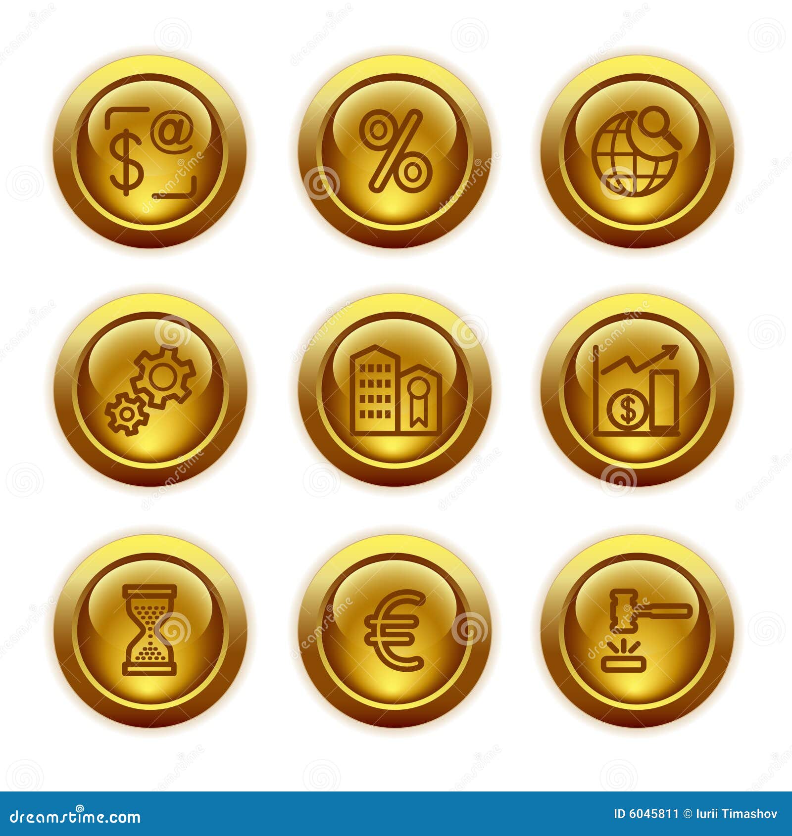 Gold Button Web Icons, Set 25 Stock Vector - Illustration of invest ...