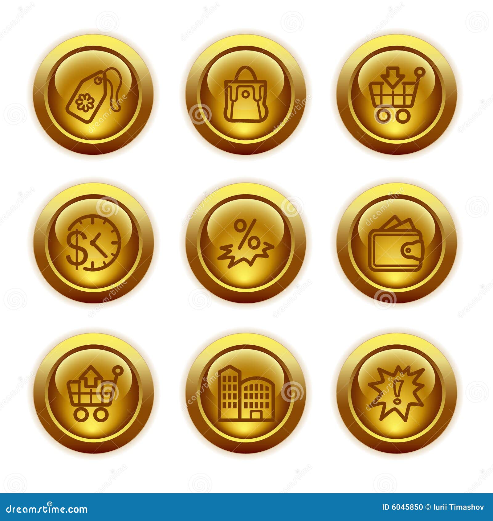Gold Button Web Icons, Set 26 Stock Vector - Illustration of brown ...