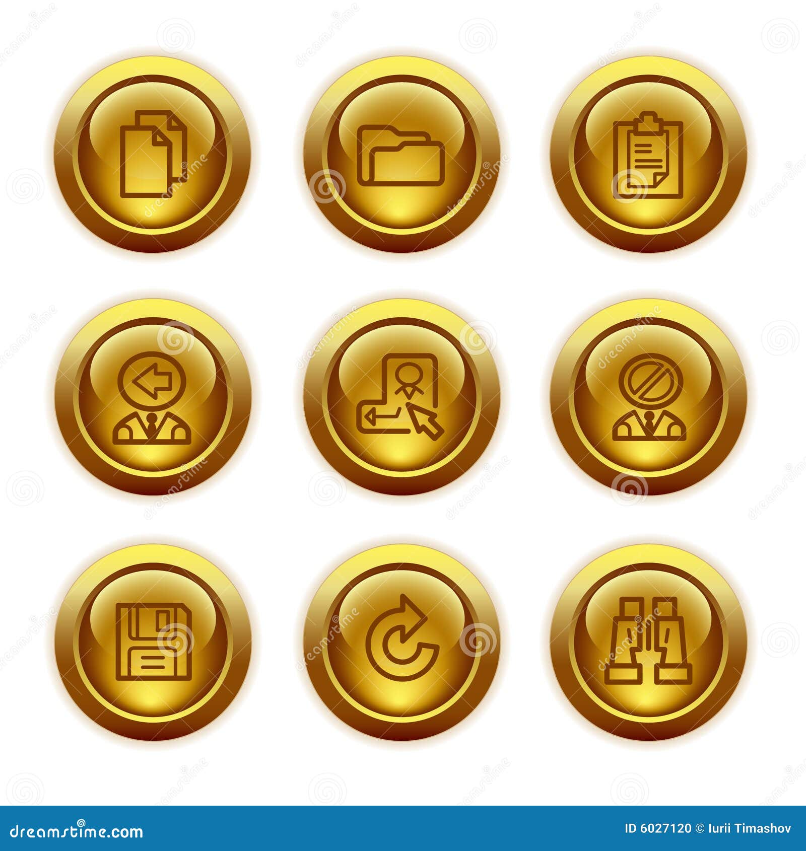 Gold Button Web Icons, Set 3 Stock Vector - Illustration of internet ...