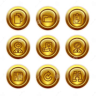 Gold Button Web Icons, Set 3 Stock Vector - Illustration of internet ...