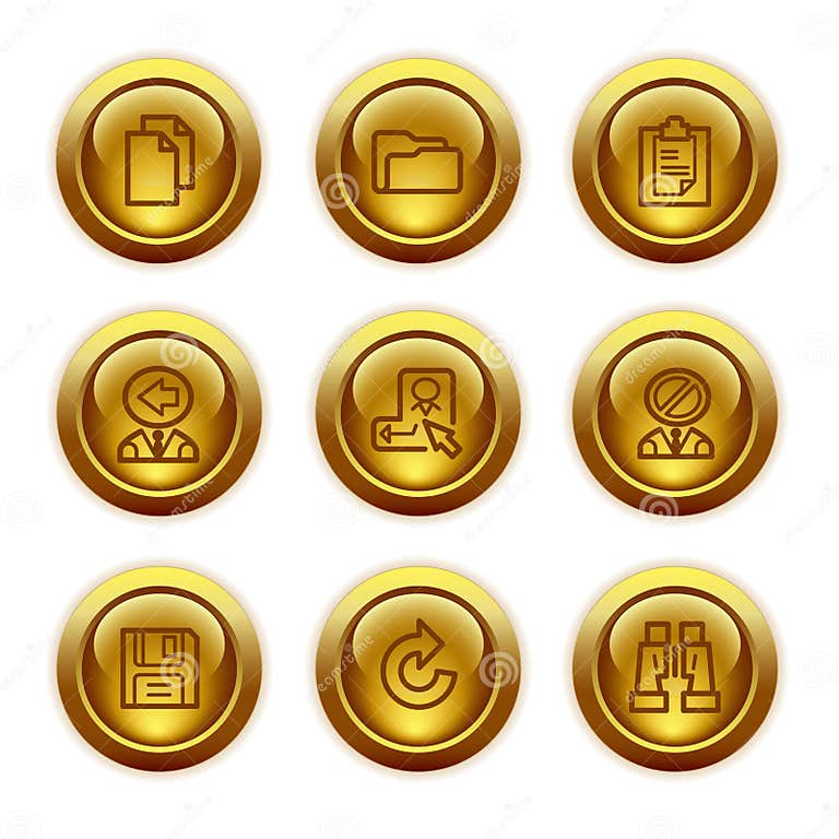 Gold Button Web Icons, Set 3 Stock Vector - Illustration of internet ...
