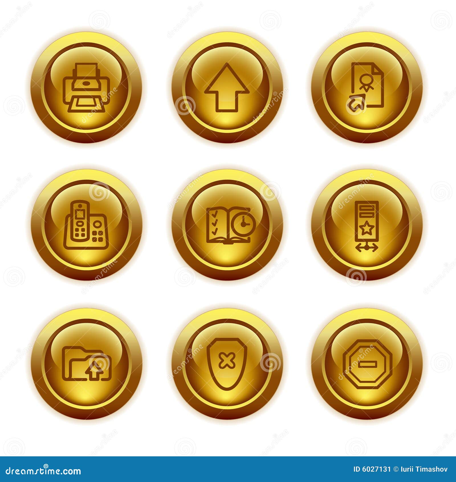 Gold Button Web Icons, Set 4 Stock Vector - Illustration of profile ...