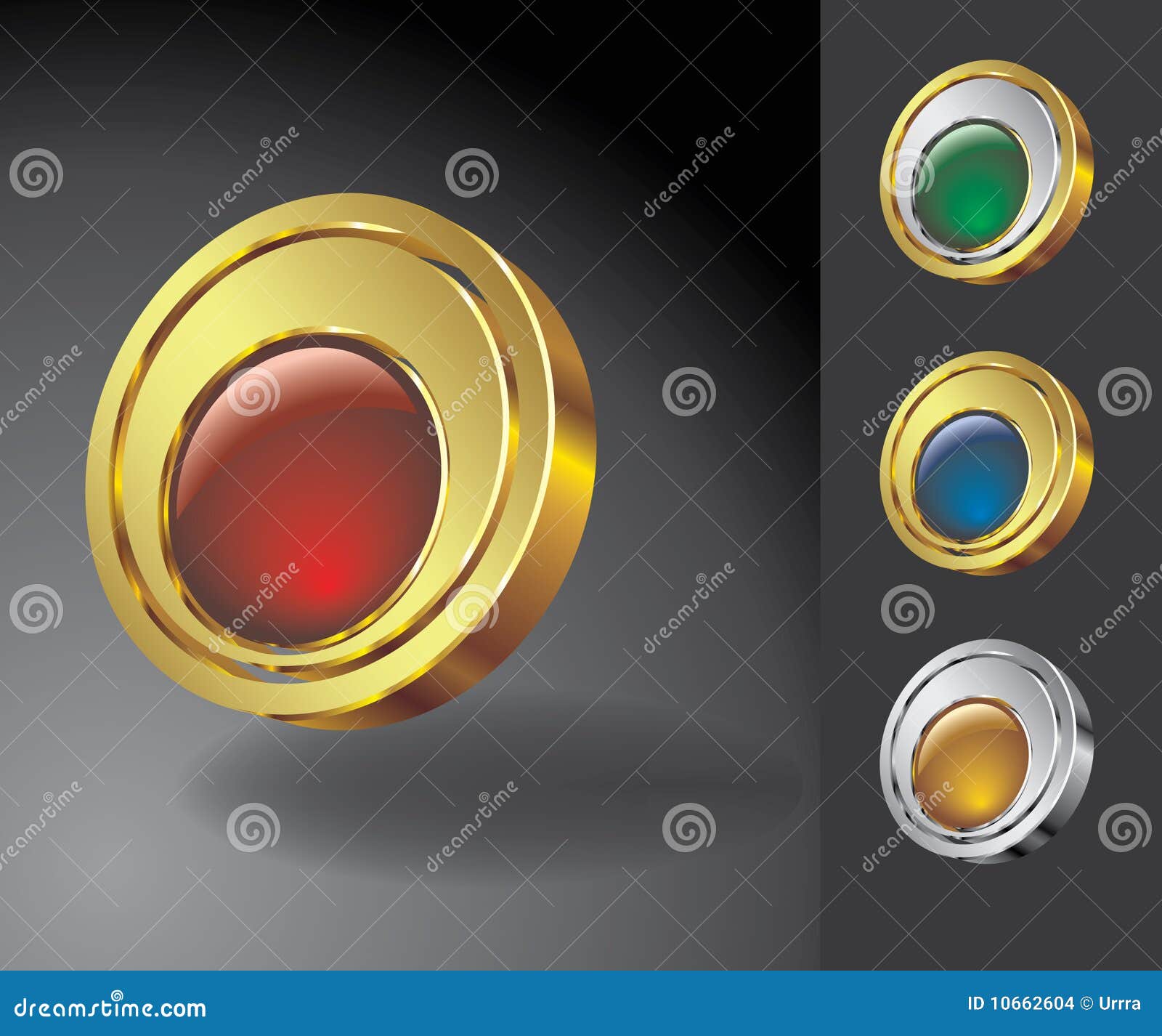 Gold buttons stock vector. Illustration of template, chrome - 10662604