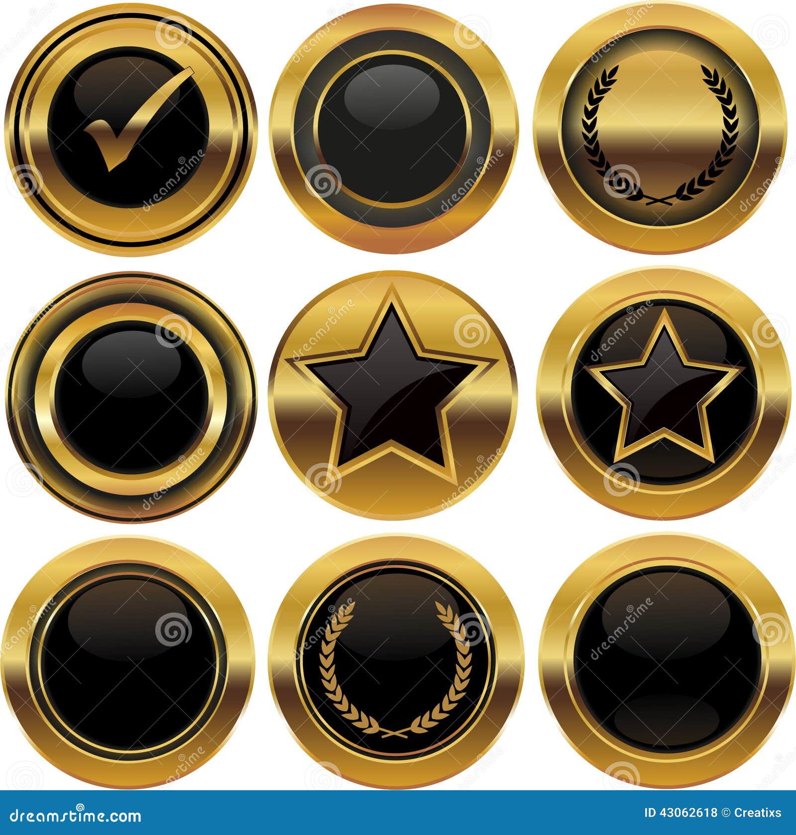 Gold buttons and labels stock illustration. Illustration of gold - 43062618