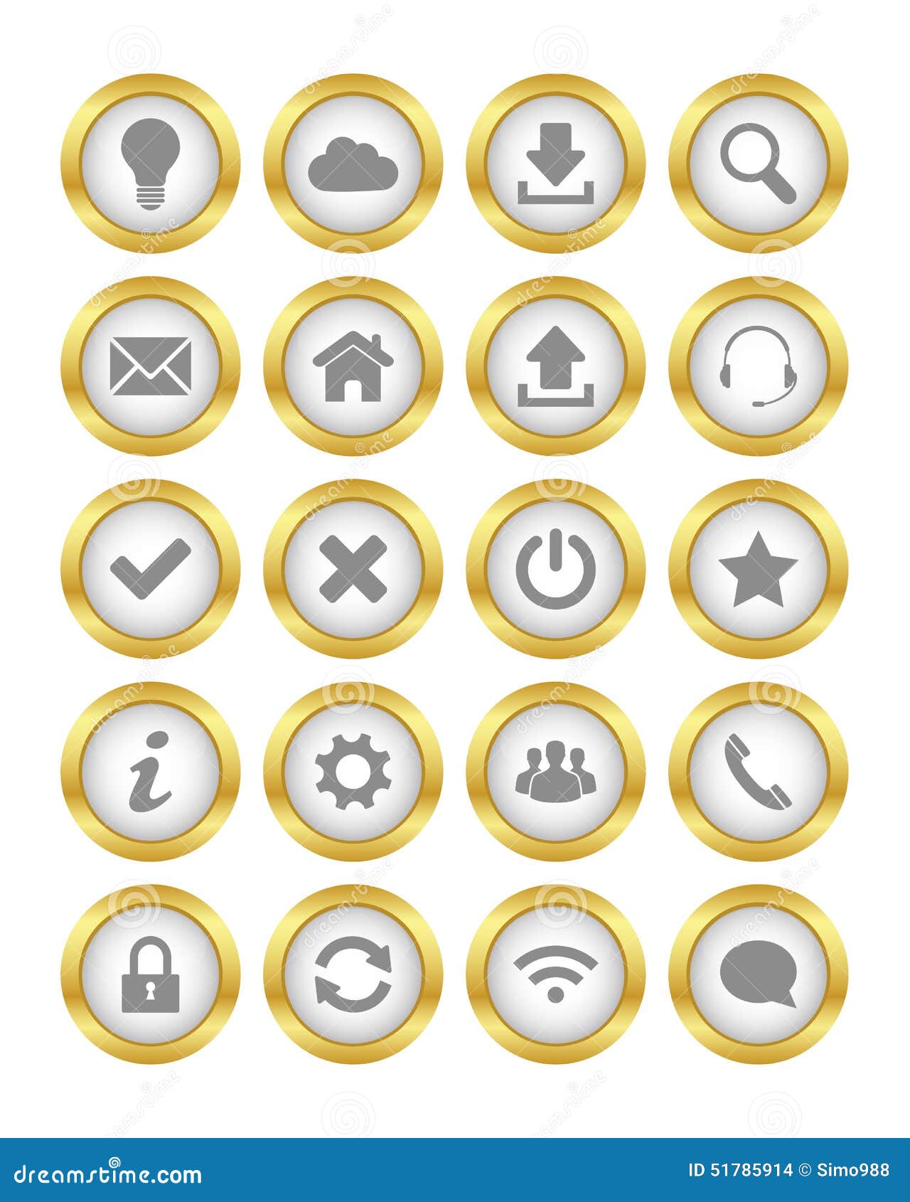 Set Of Gold Buttons With A Gold Background Vector Illustration ...