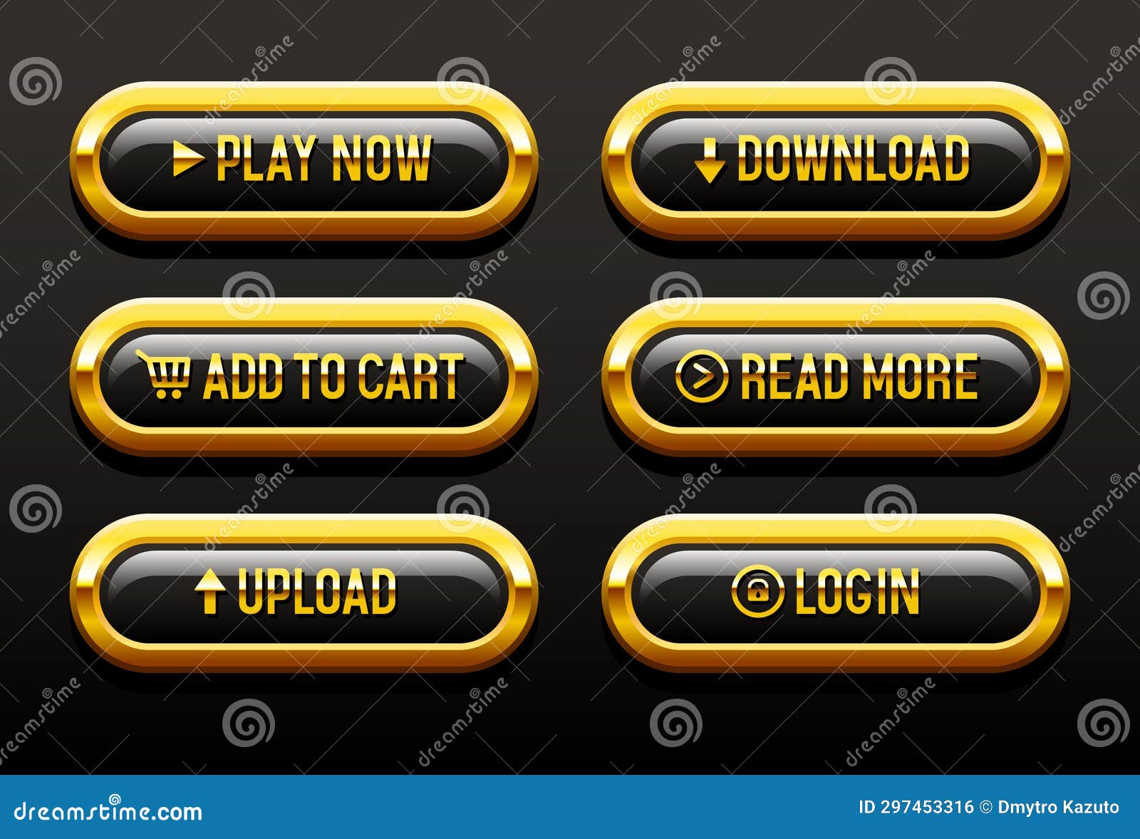 Gold Buttons for Website. Luxury Buttons for Web Design. Vector Set ...