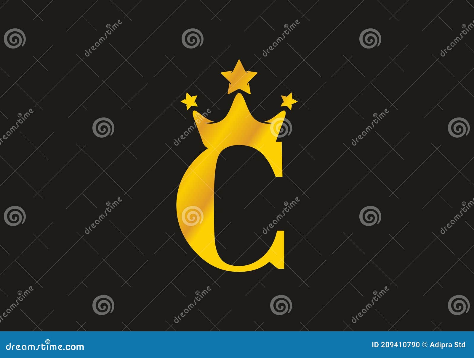 Gold C Letter with Crown Logo Stock Vector - Illustration of initial ...