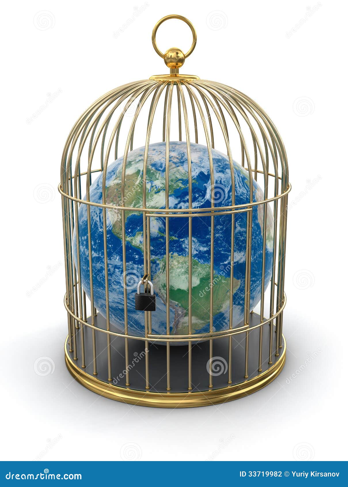 Gold Cage with Globe (clipping Path Included) Stock Illustration ...