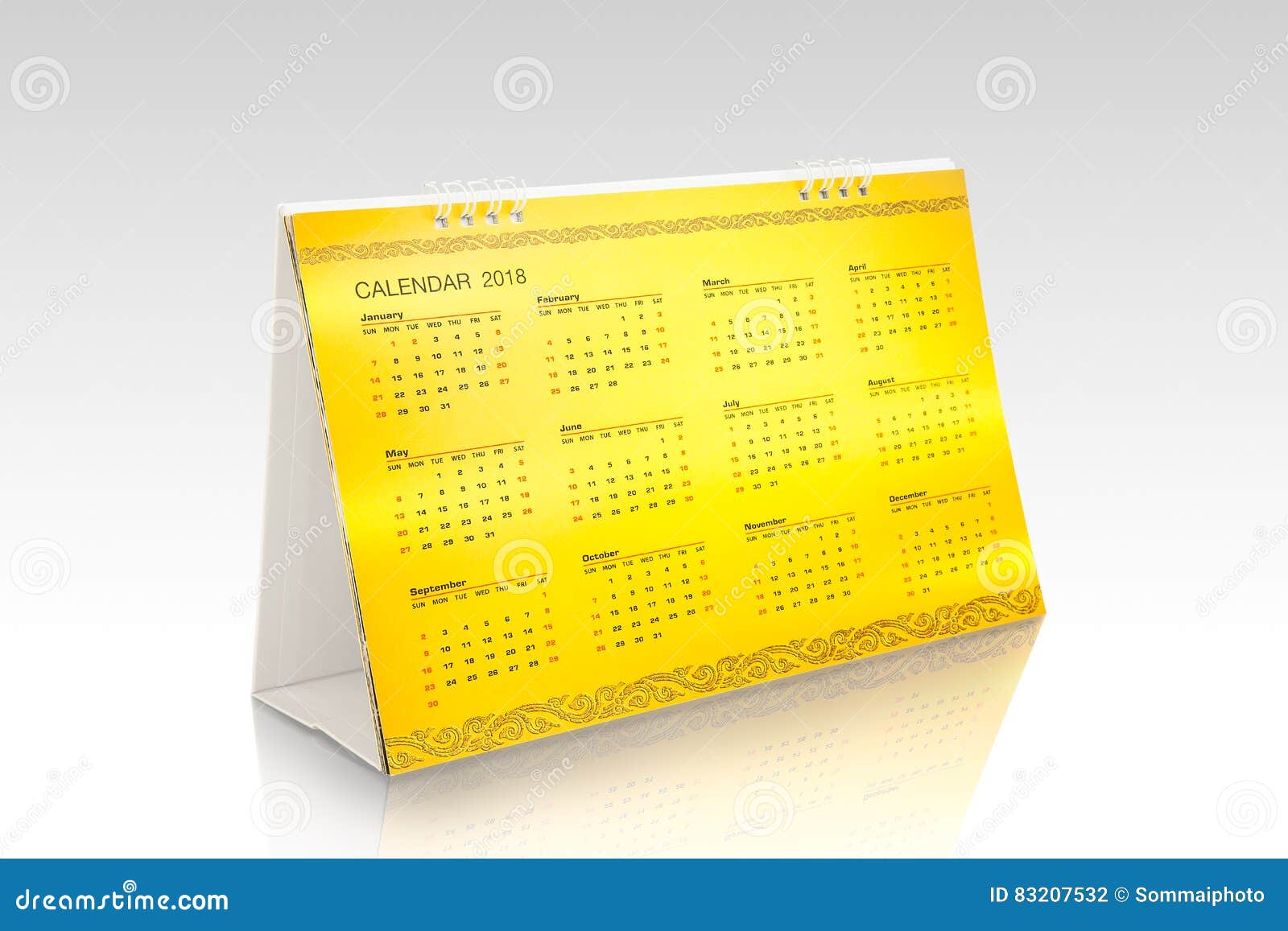 Gold calendar 2018 stock illustration. Illustration of spiral - 83207532