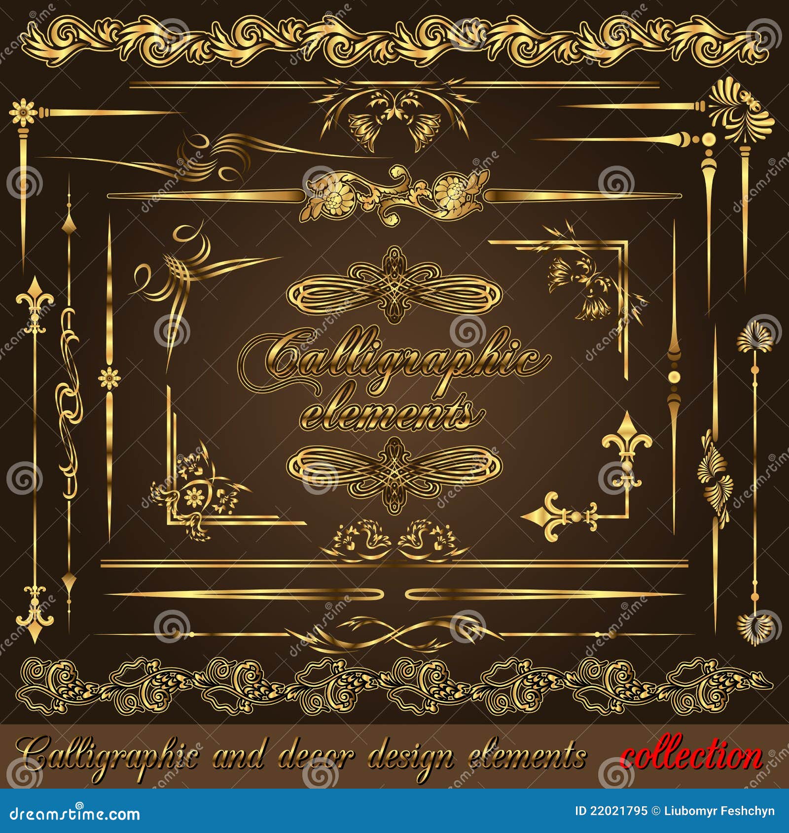 Gold Calligraphic Design Elements Vol2 Stock Vector - Illustration of ...