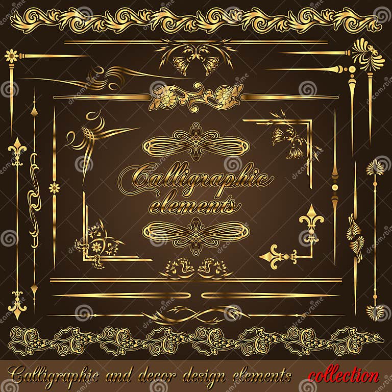 Gold Calligraphic Design Elements Vol2 Stock Vector - Illustration of ...