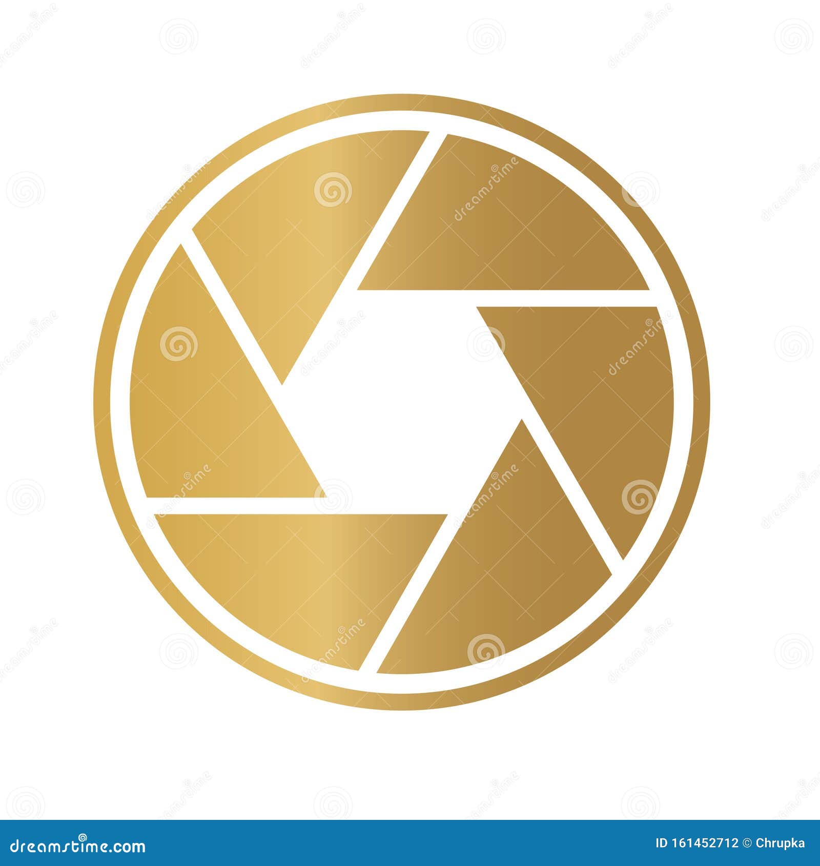 Gold camera shutter icon stock vector. Illustration of shine - 161452712