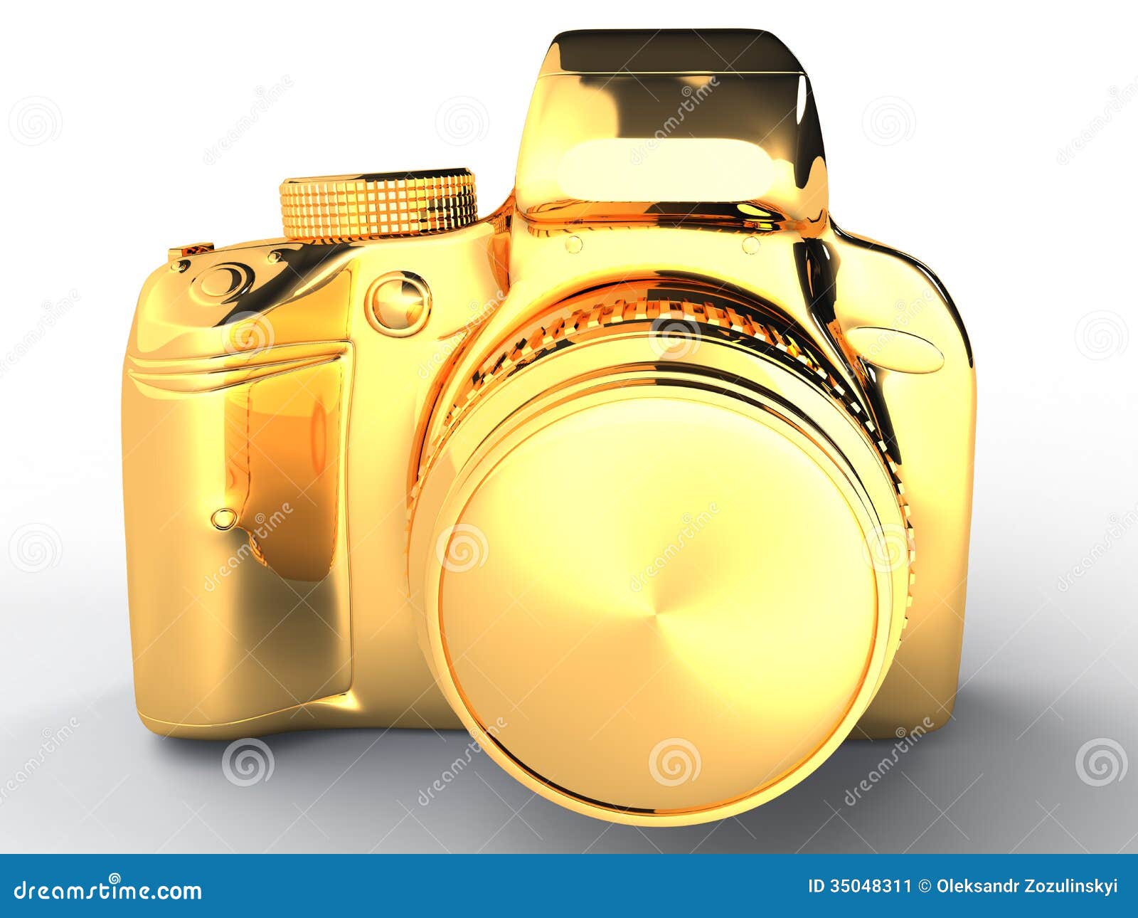 Gold Camera Glossy Reflection And Brown Passport On Cream Background ...