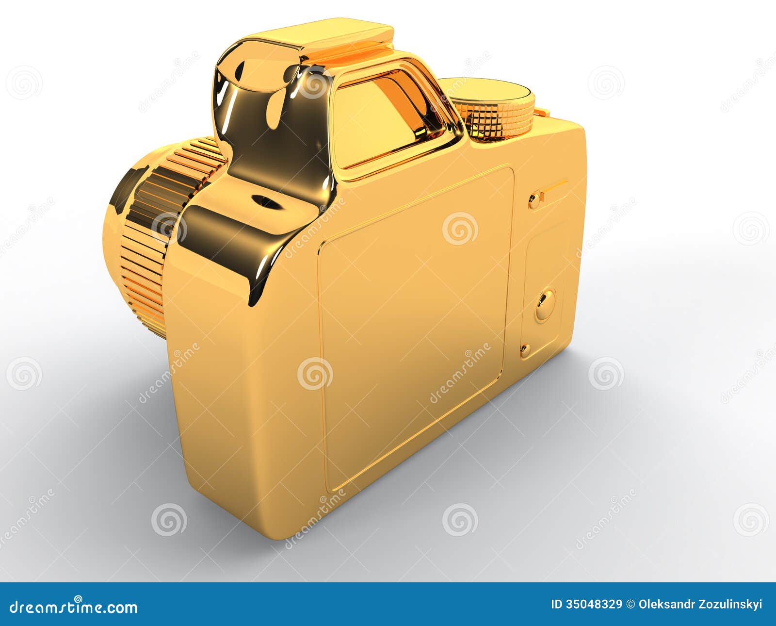 Gold Camera Glossy Reflection And Brown Passport On Cream Background ...