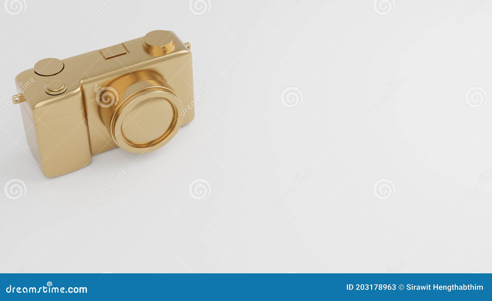Gold Camera on White Background, Technology Concept. 3d Rendering Stock ...