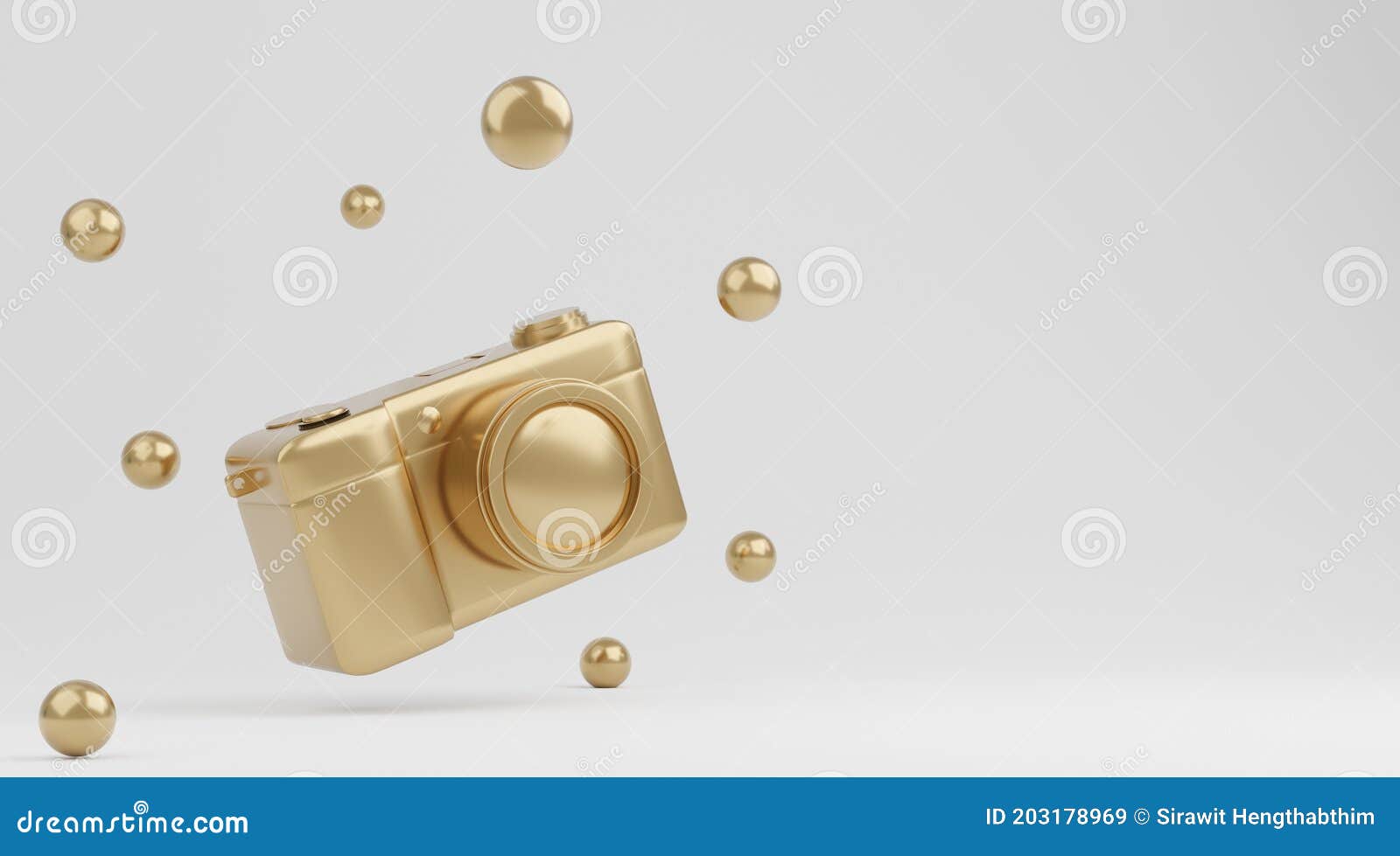 Gold Camera on White Background, Technology Concept. 3d Rendering Stock ...