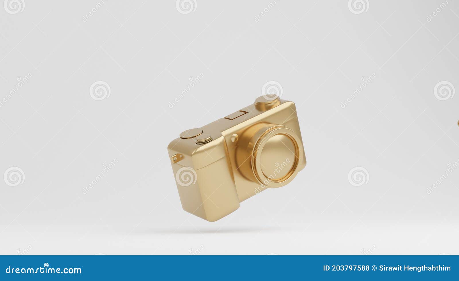 Gold Camera on White Background, Technology Concept. 3d Rendering Stock ...