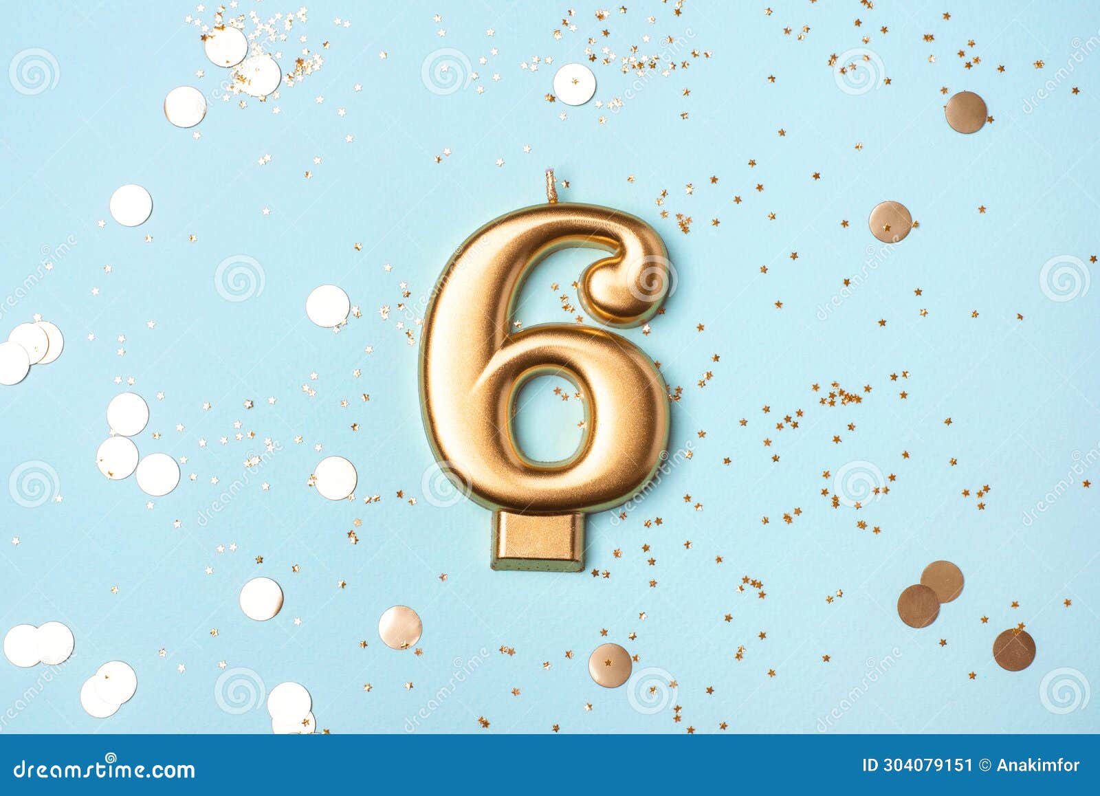 Gold Candle in the Form of Number Six. Stock Image - Image of sixth ...