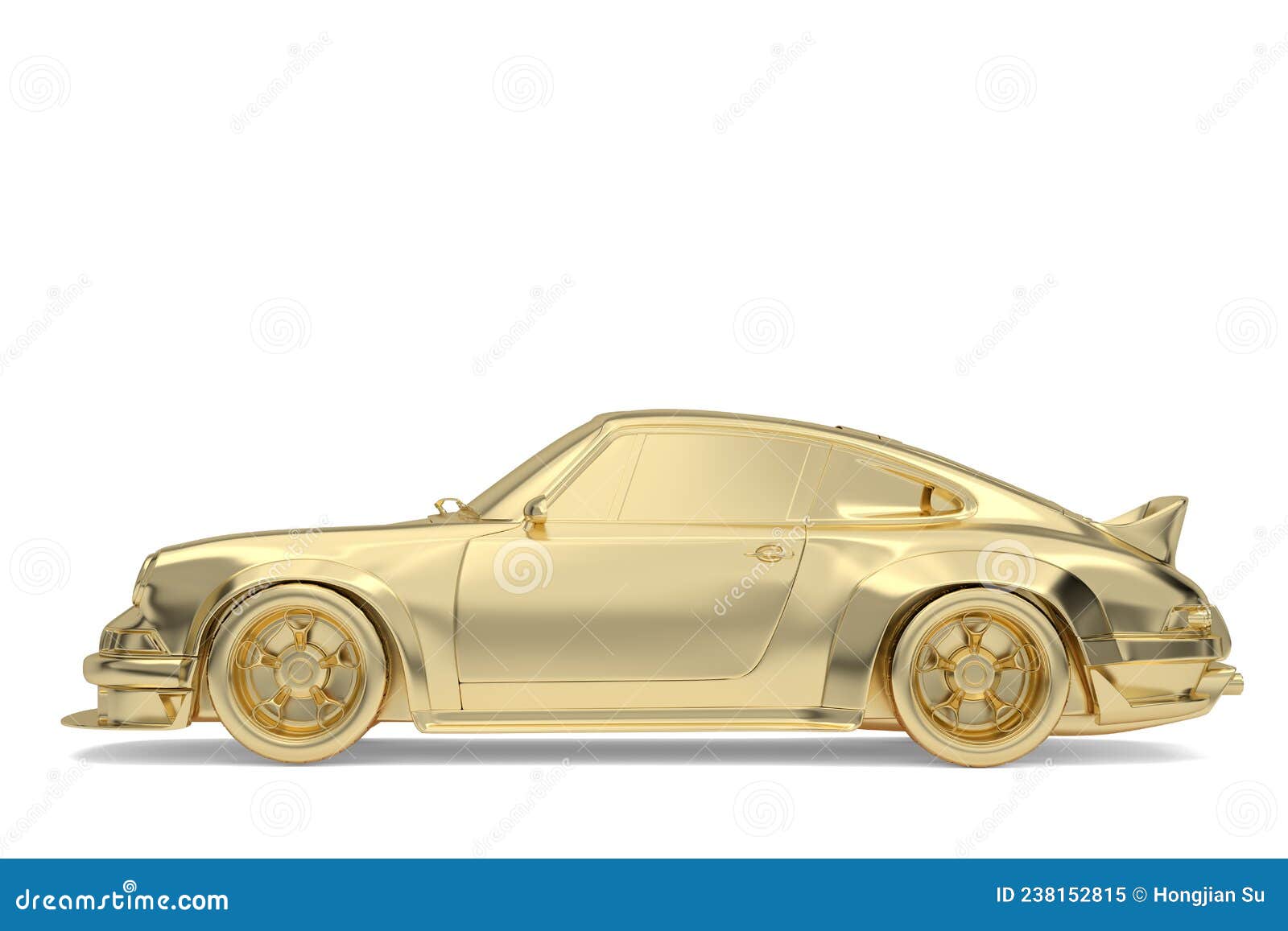 Gold Car Isolated on White Background, 3D Render. 3D Illustration Stock ...