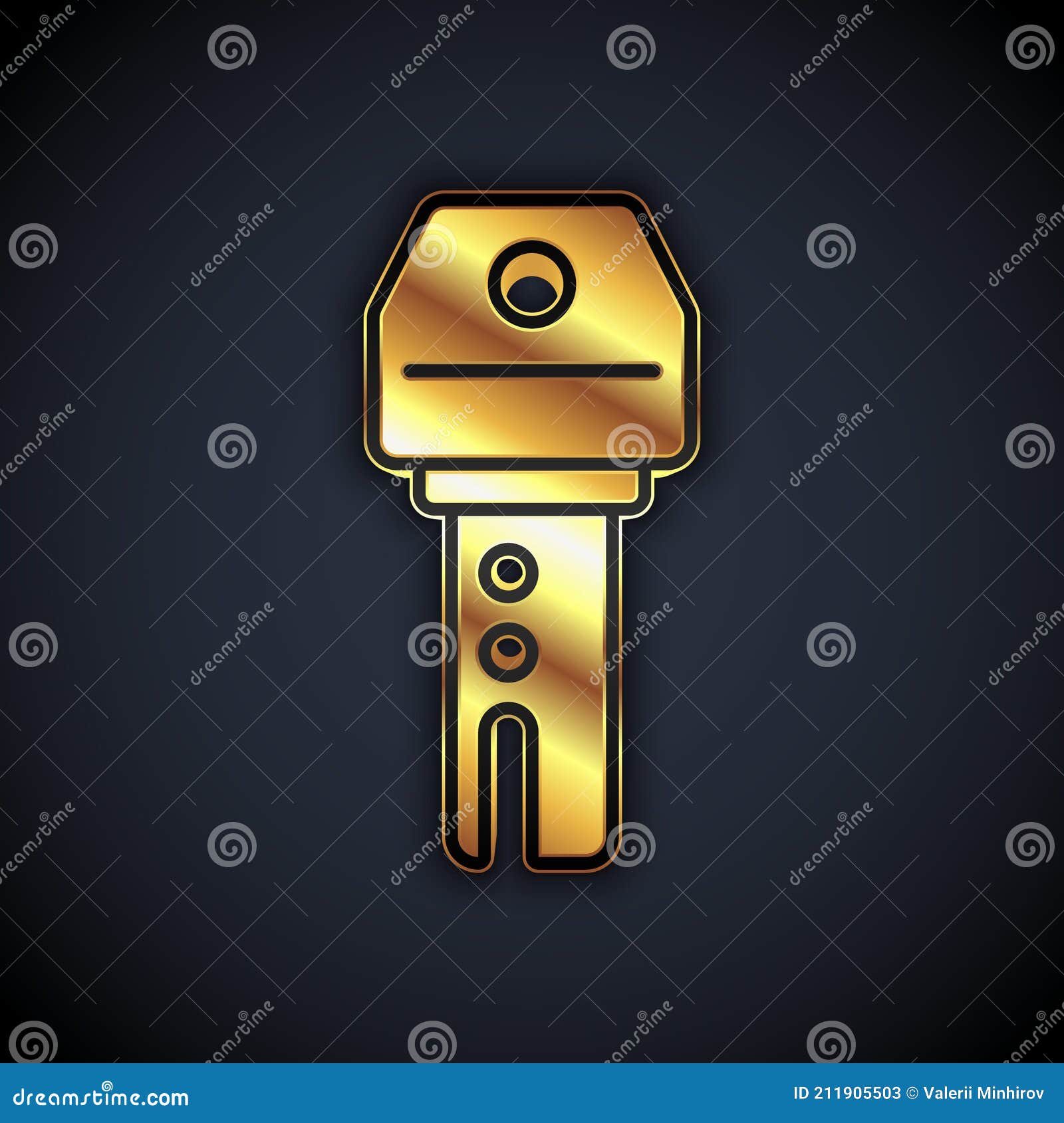 Gold Car Key with Remote Icon Isolated on Black Background. Car Key and ...