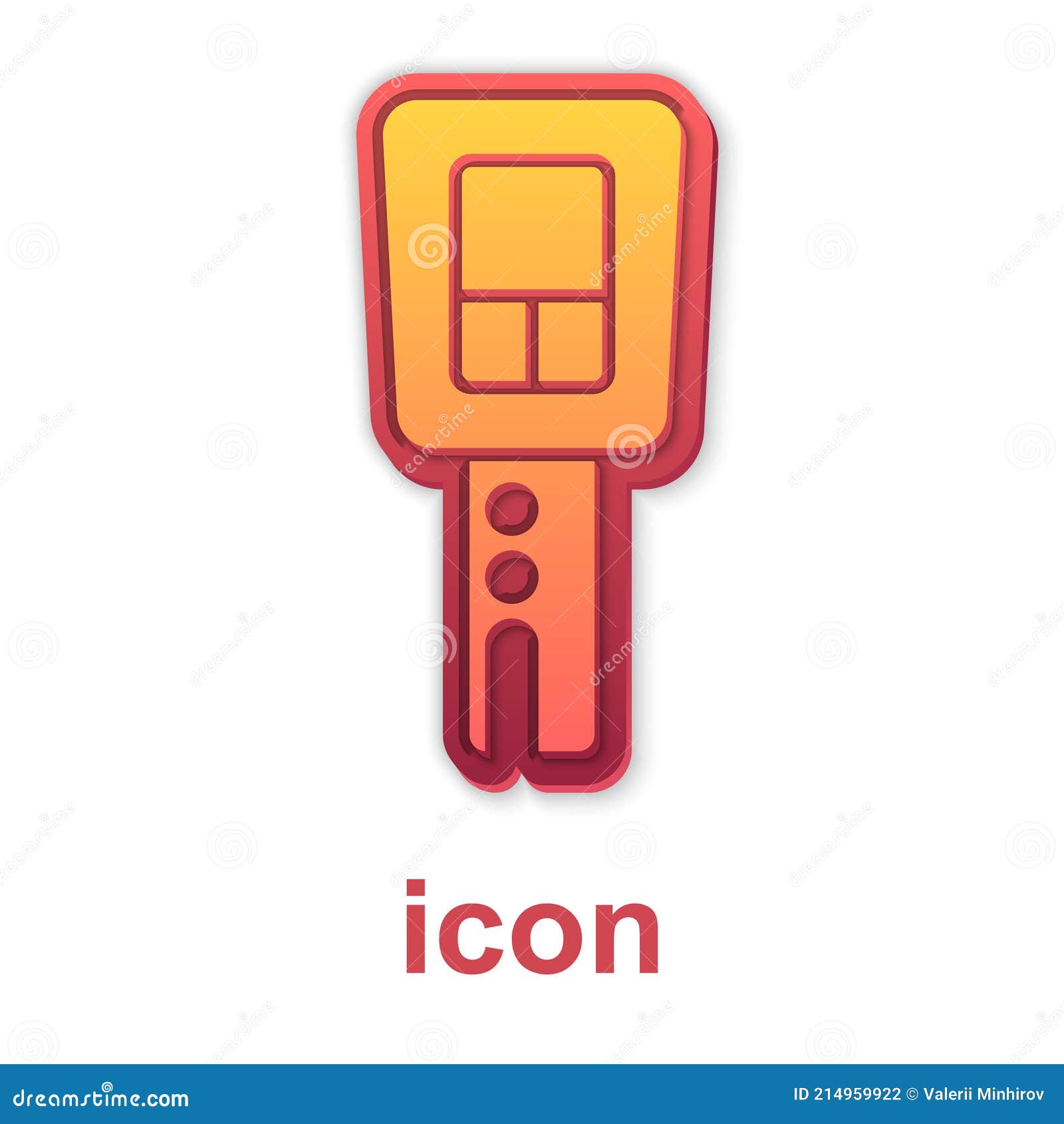 Gold Car Key with Remote Icon Isolated on White Background. Car Key and ...