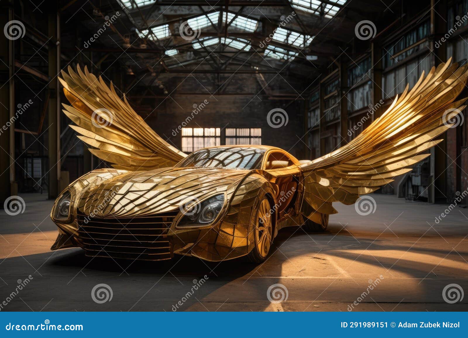 A gold car with wings stock illustration. Illustration of ...