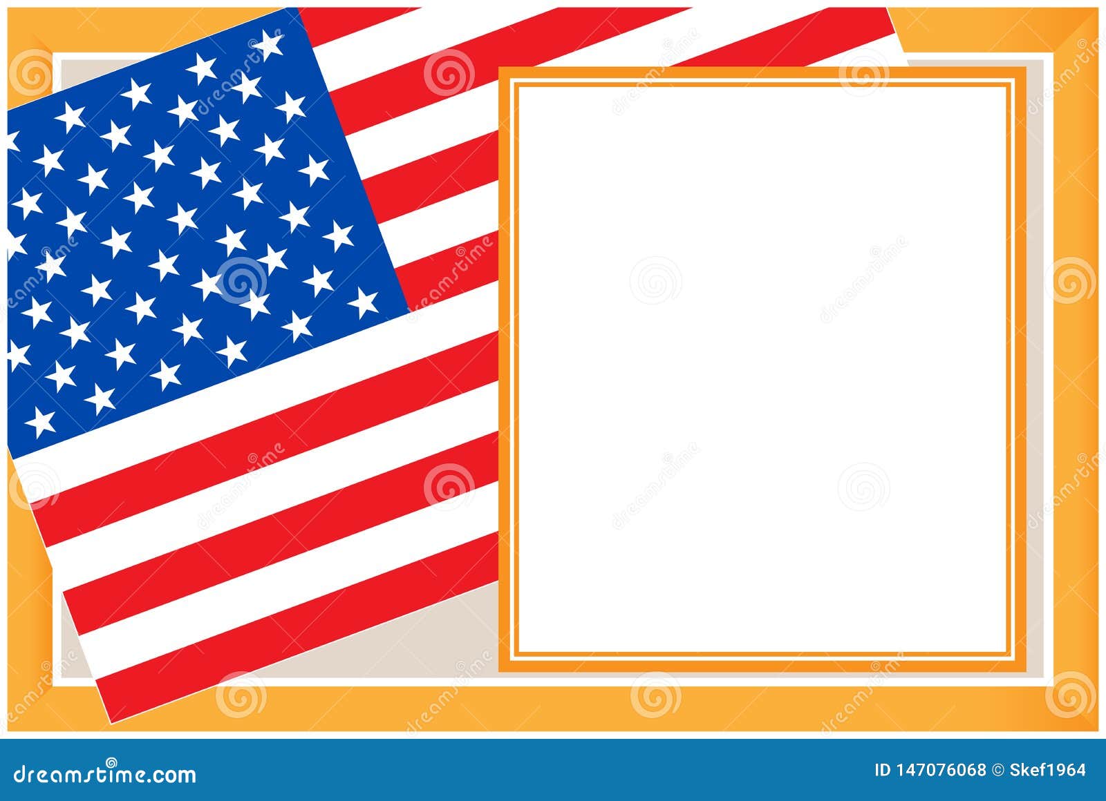 US Flag Decorative Golden Frame Card. Stock Vector - Illustration of ...