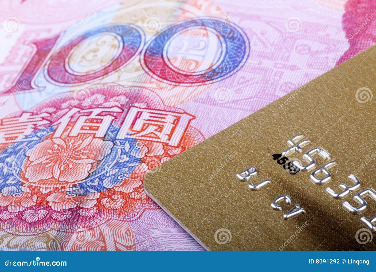 Gold card with RMB. stock photo. Image of chinese, debt - 8091292
