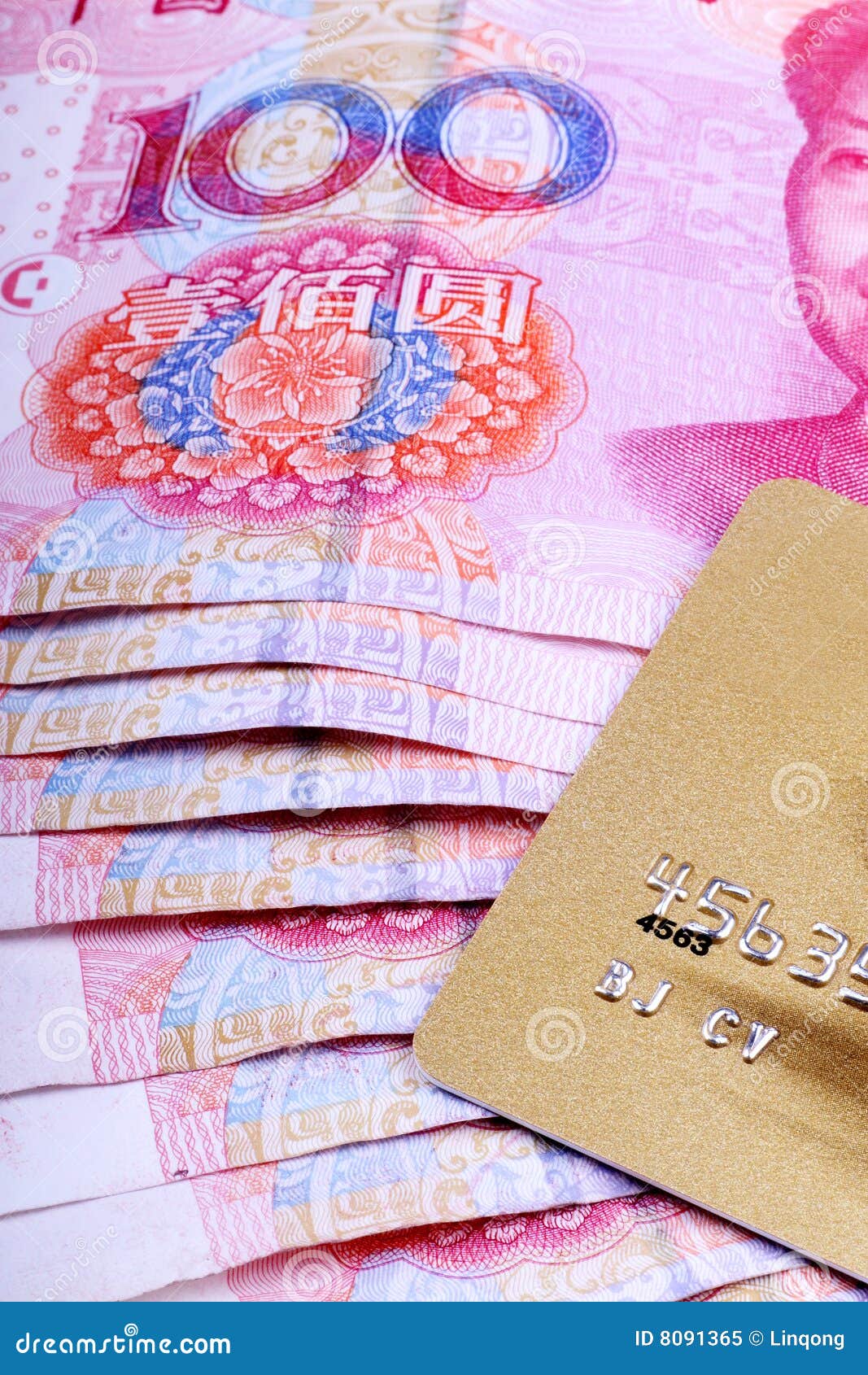 Gold card with RMB. stock image. Image of asian, plast - 8091365