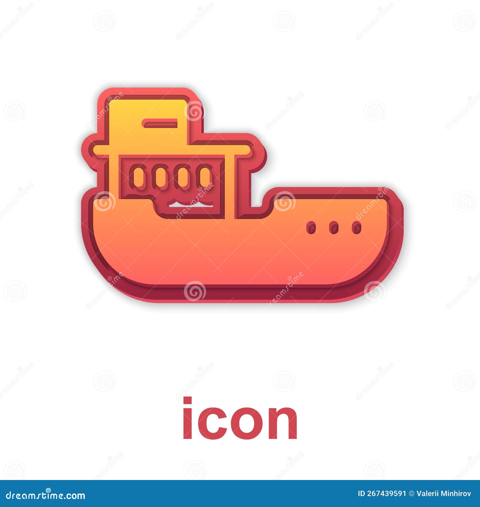 Gold Cargo Ship Icon Isolated on White Background. Vector Stock Vector ...