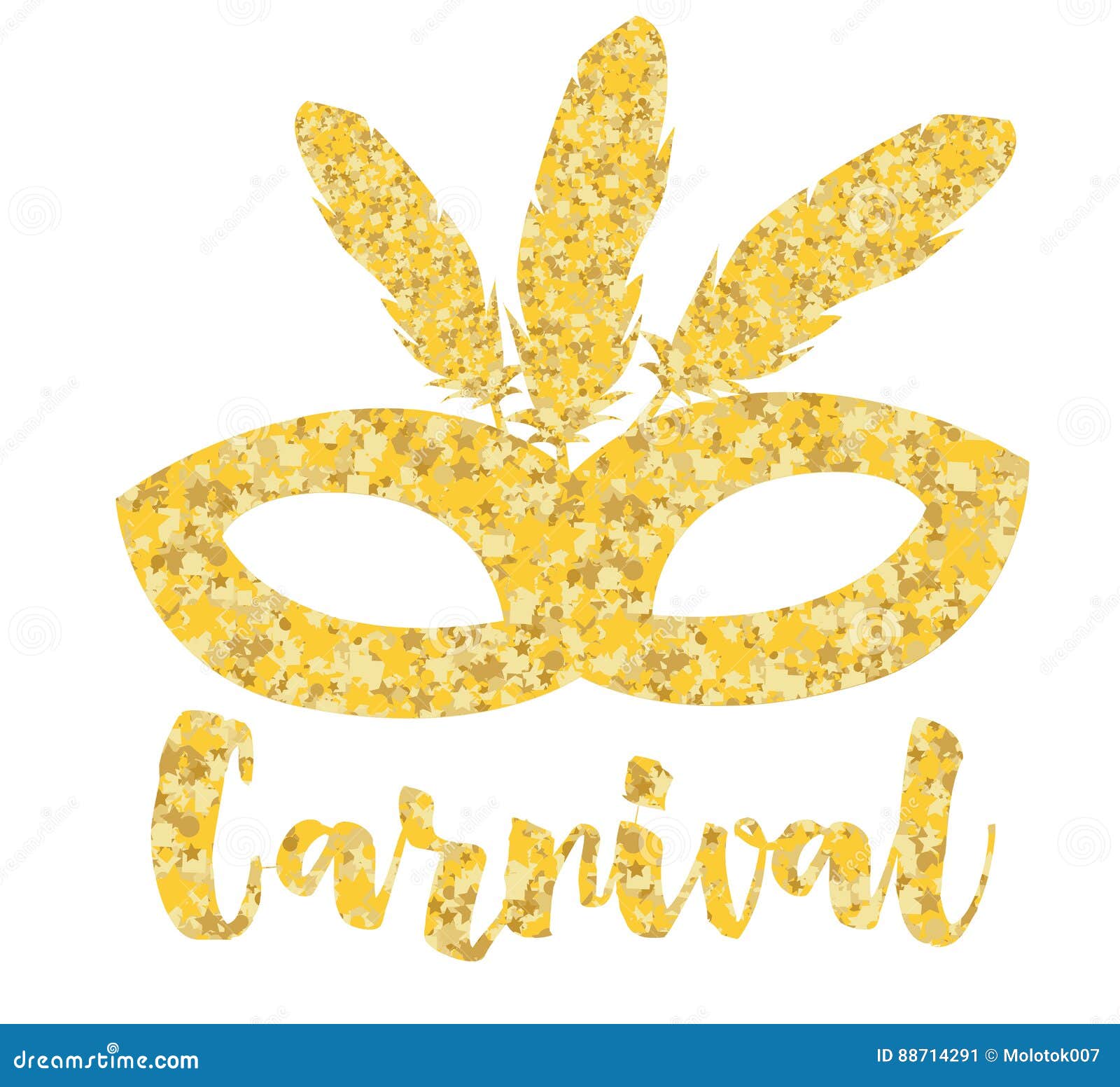 Gold Carnival Mask, Masquerade, Mardi Gras. Stock Vector - Illustration ...