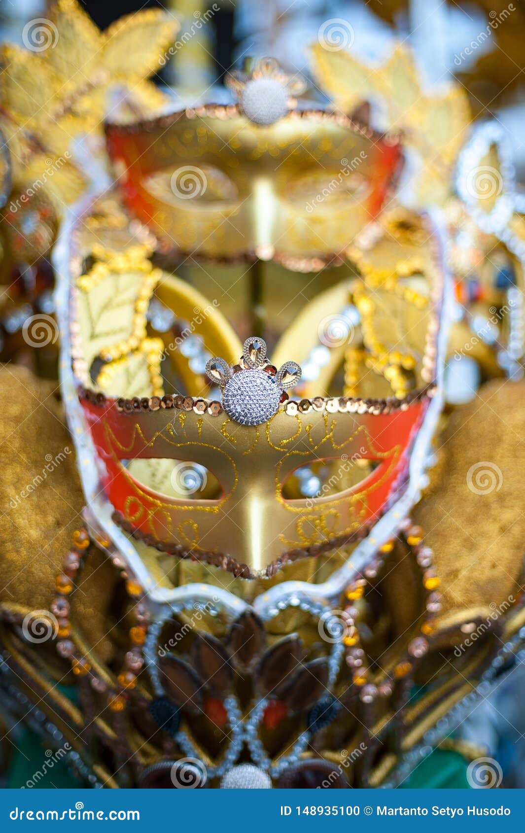 Gold Carnival Mask at a Night Carnival in Indonesia Stock Photo - Image ...