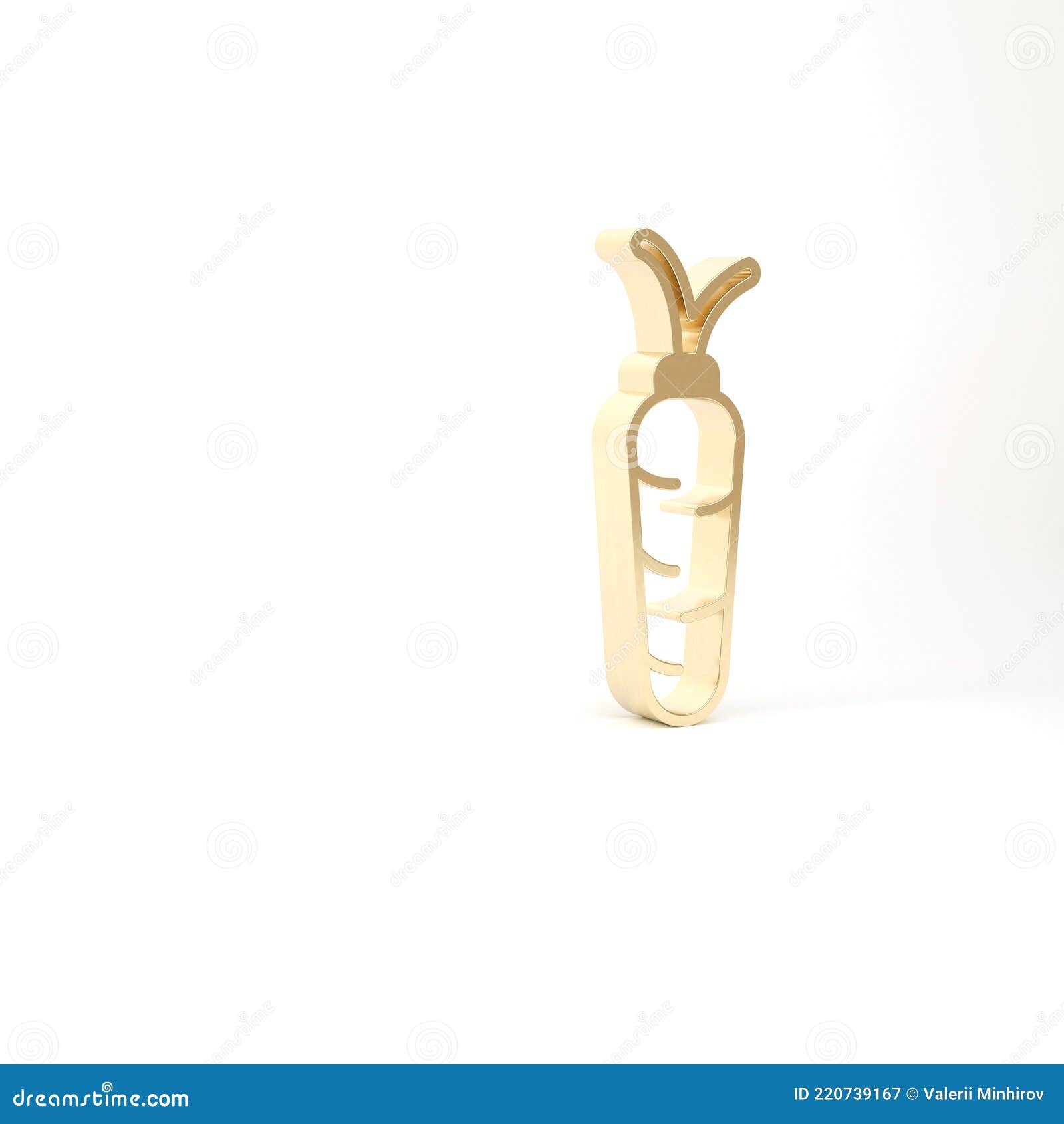 Gold Carrot Icon Isolated on White Background. 3d Illustration 3D ...