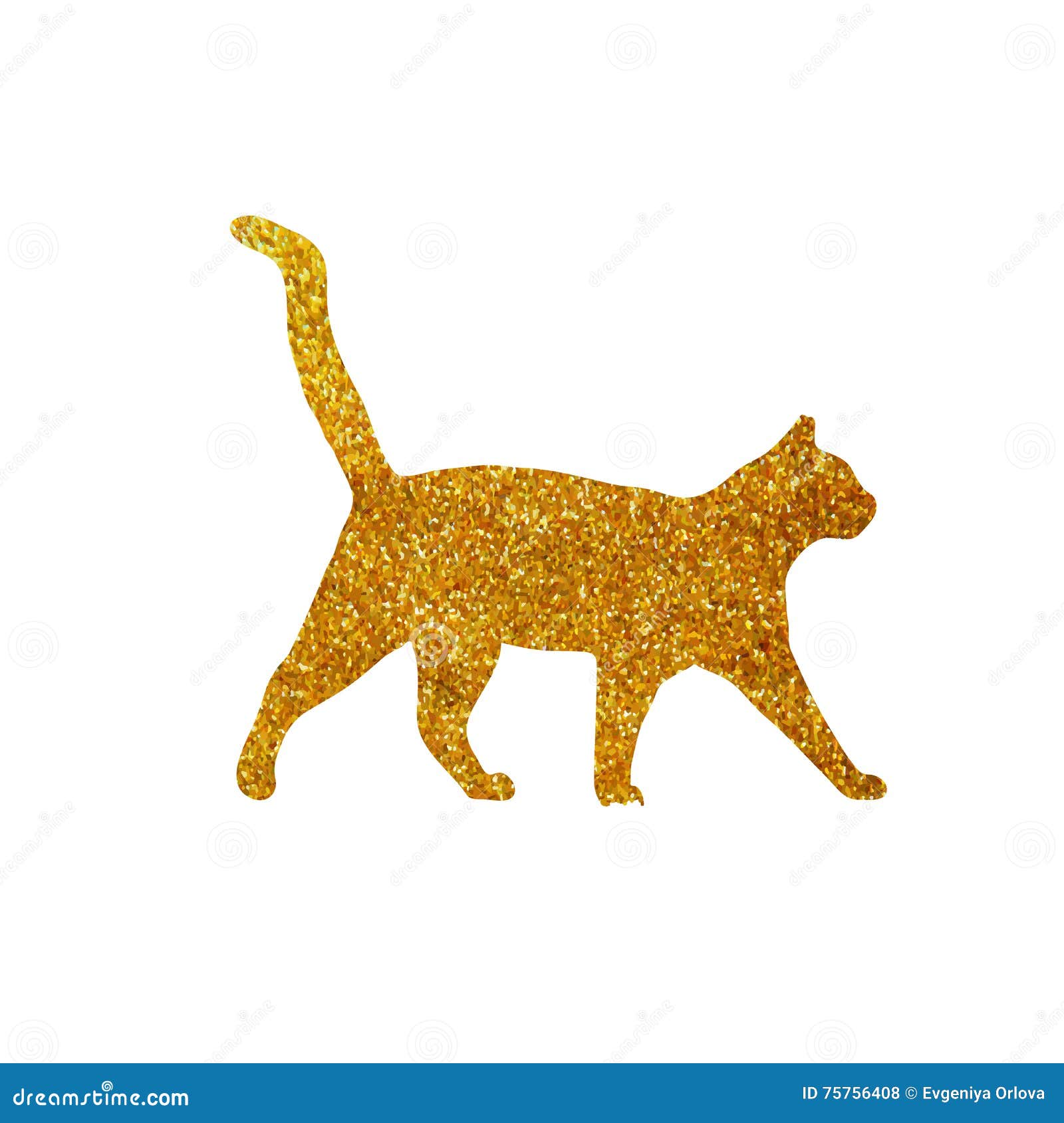 Gold Cat, Glitter, Silhouette, , Vector Illustration Stock Vector ...